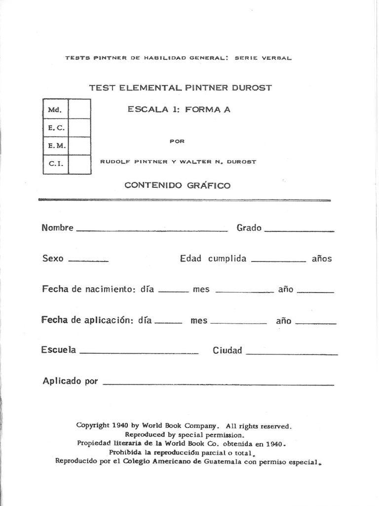 Test Elemental Pintner Durost | PDF