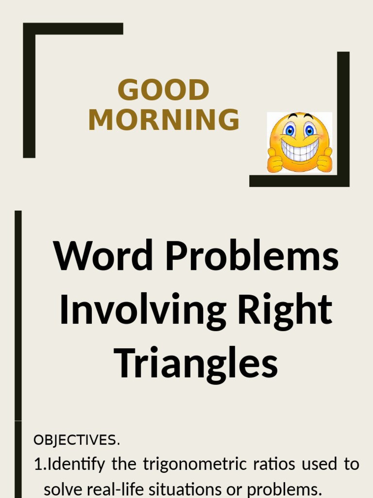 Word Problem Involving Right Triangle | PDF