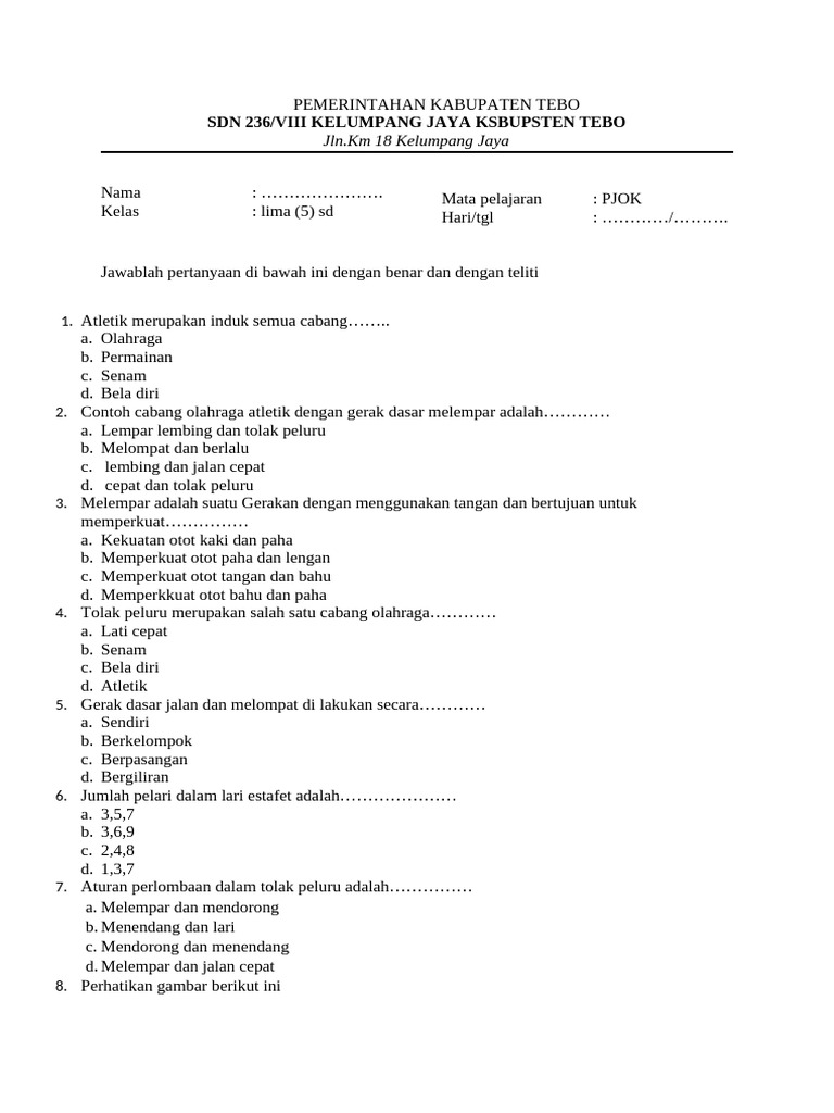 Soal Ujian Kelas 5 | PDF