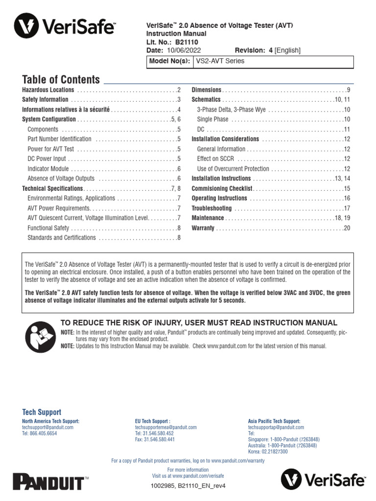 Panduit Verisafe 20 Instruction Manual | PDF | Electromagnetism ...