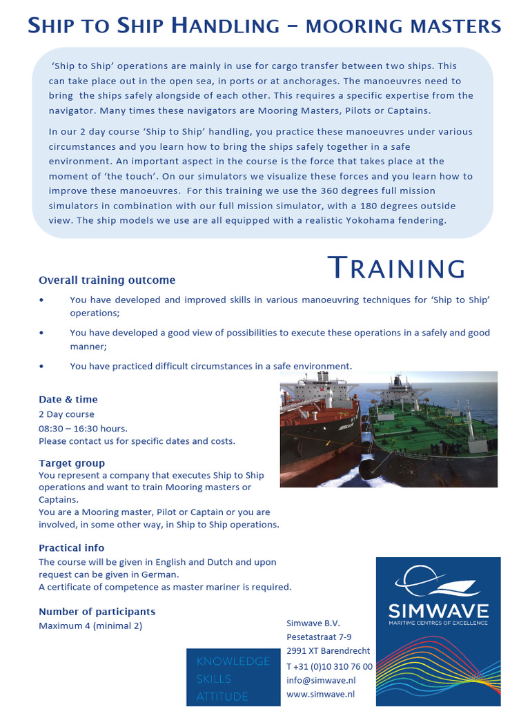 Ship To Ship Handling Mooring Masters 2 Days | PDF
