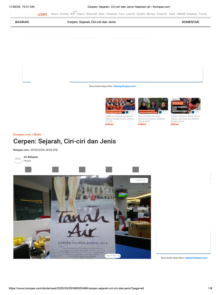 Cerpen - Sejarah, Ciri-Ciri Dan Jenis Halaman All | PDF