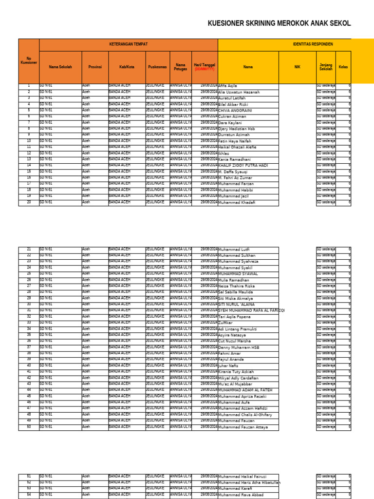Form Offline Skrining Merokok Anak Sekolah | PDF