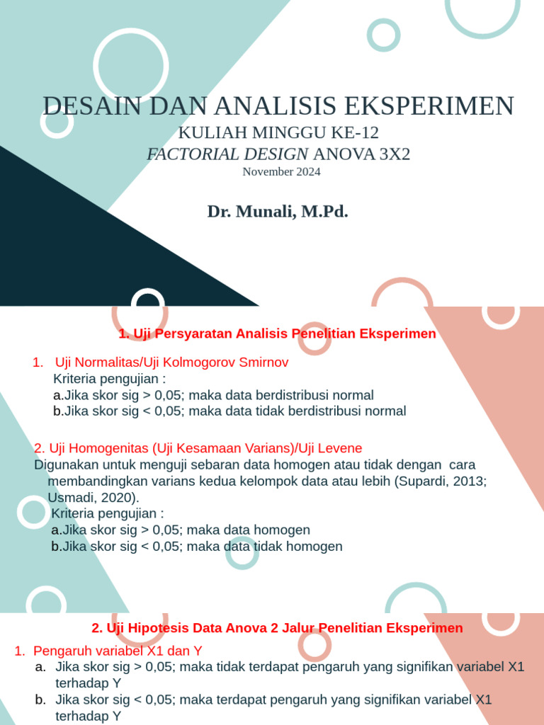 KULIAH MINGGU KE-12 (Factorial Design Anova 3x2) | PDF