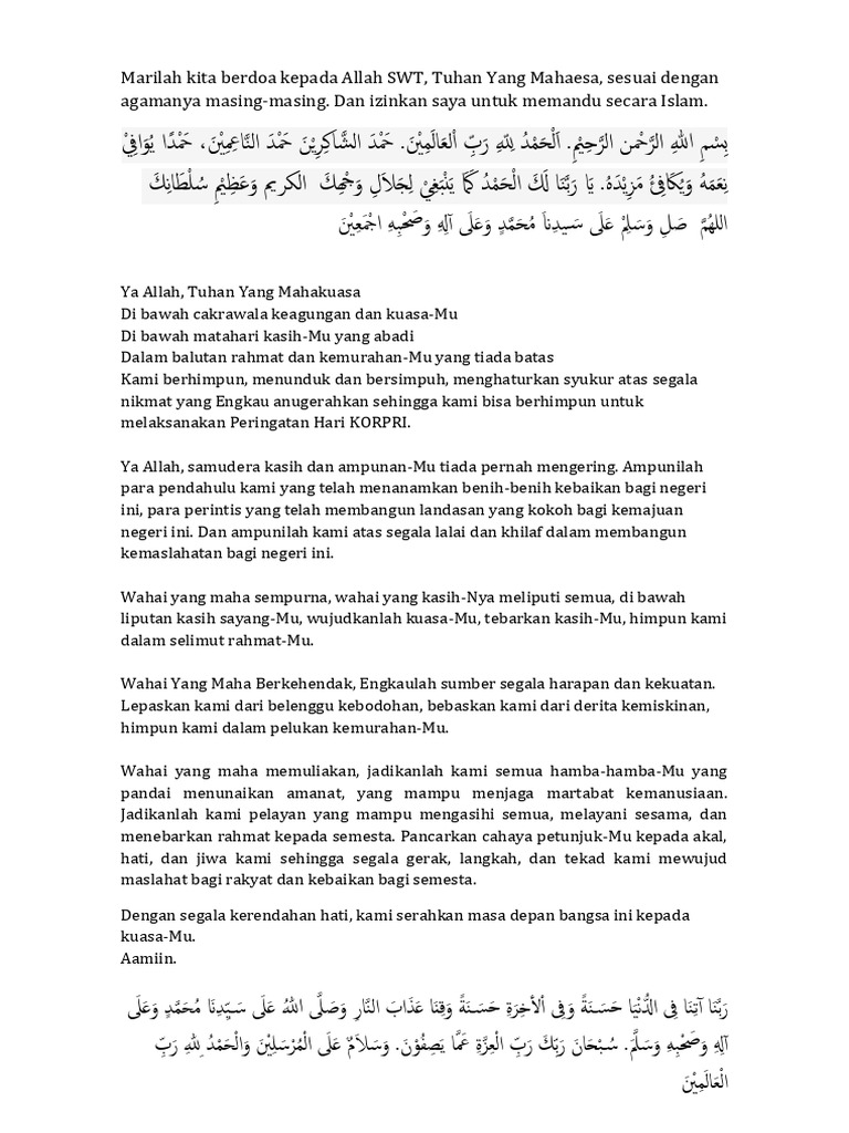 Doa Peringatan Hari KORPRI | PDF