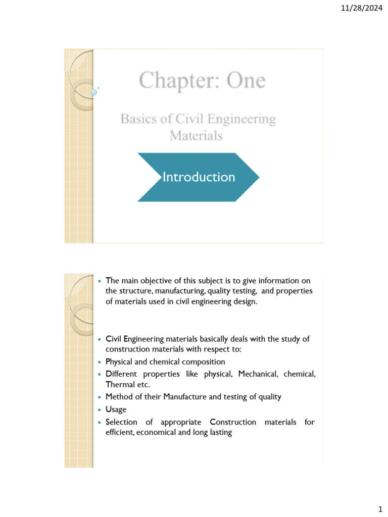 Chapter 1 - Basics of Civil Engineering Materials | PDF | Density | Metals