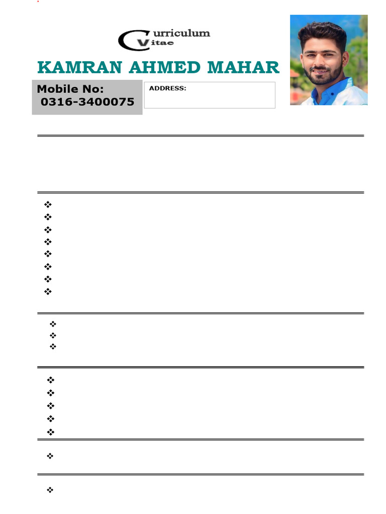 Kamran Ahmed Mahar Resume Summary | PDF