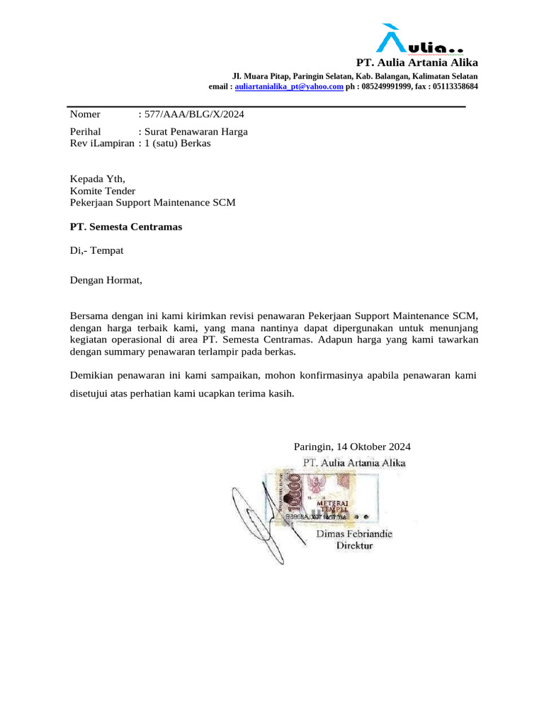 Penawaran Harga Maintenance | PDF