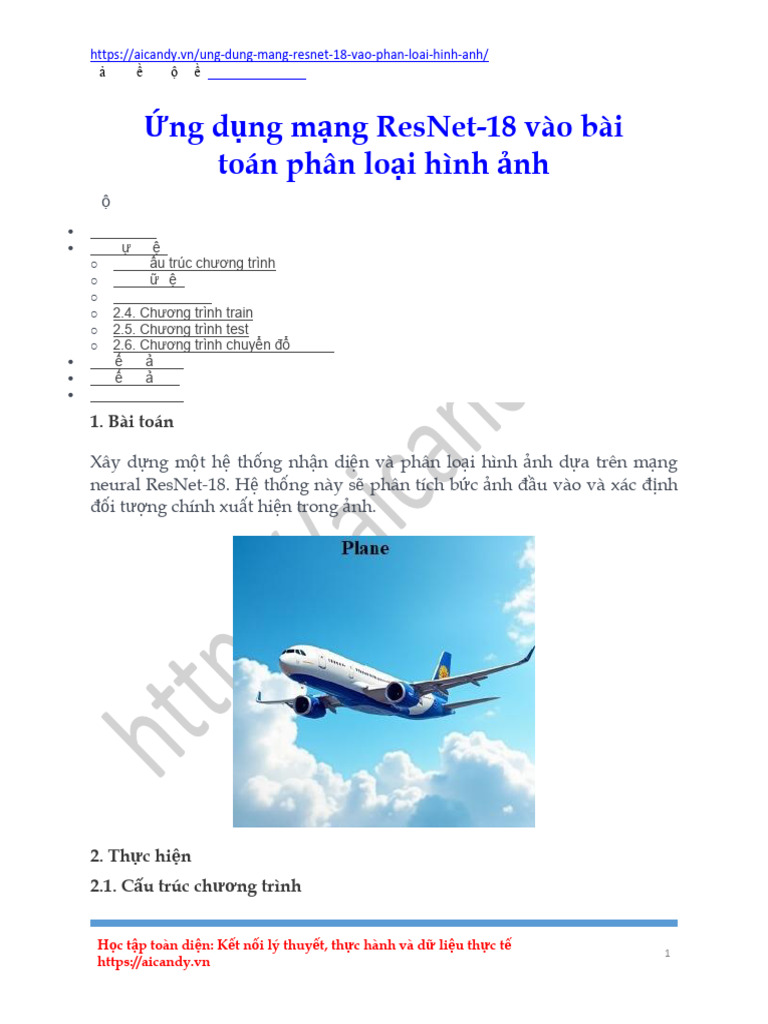 NG D NG M NG ResNet-18 Vào Bài Toán Phân Lo I Hình NH | PDF