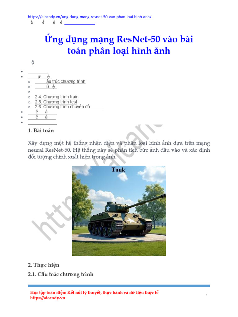 NG D NG M NG ResNet-50 Vào Bài Toán Phân Lo I Hình NH | PDF