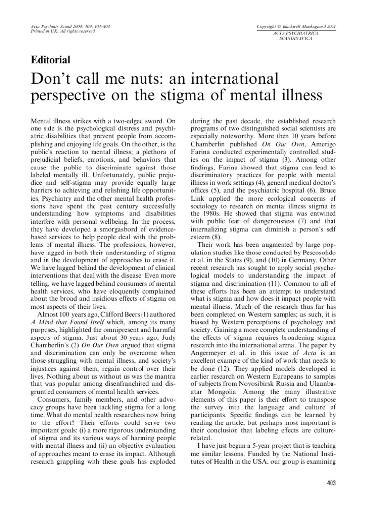 Corrigan-2004-Don't Call Me Nuts - An Internati | PDF | Social Stigma ...