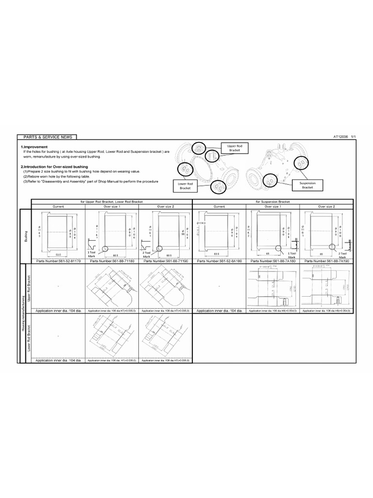 PSN AT12036 HD785-7 Rear Axle Bushing Improved R | PDF