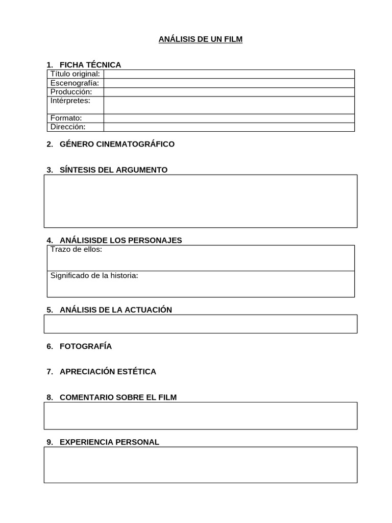 ANÁLISIS DE UN FILM-Formato | PDF