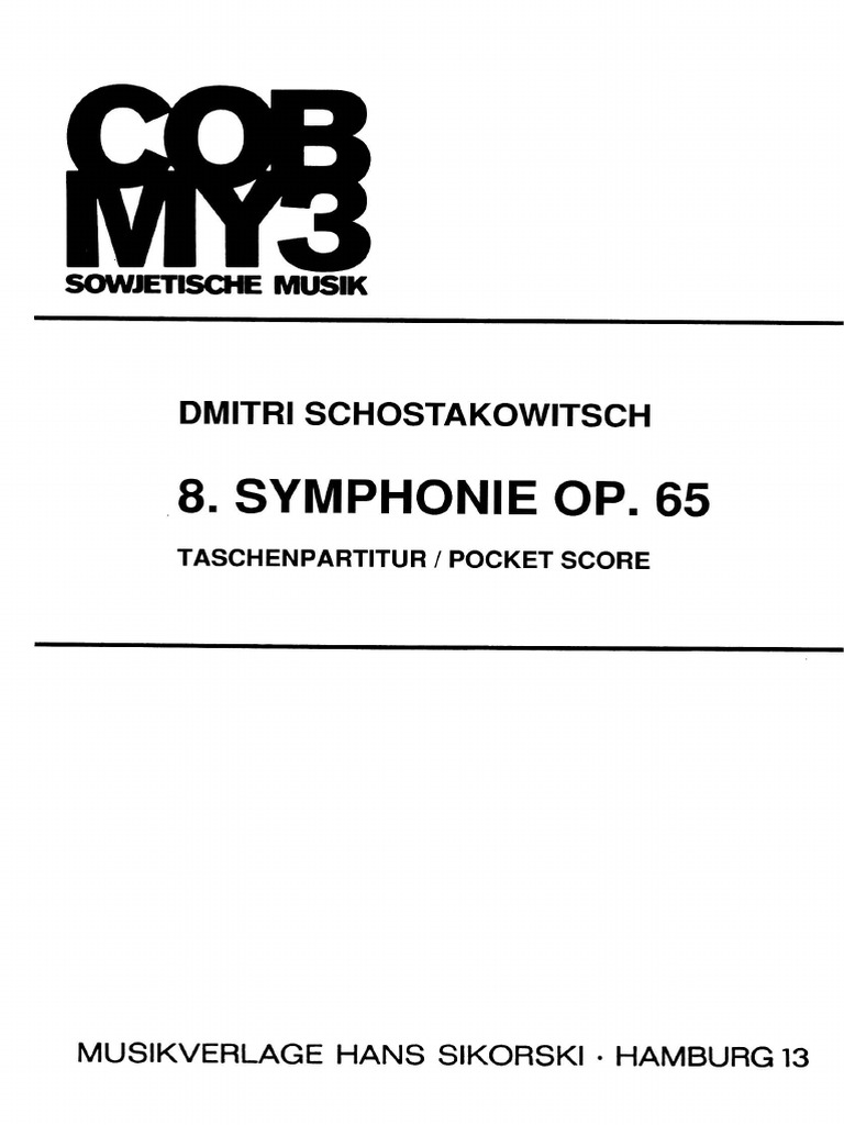Idoc - Pub Dmitri Shostakovich Symphony No8 in C Minor Full Score PDF | PDF