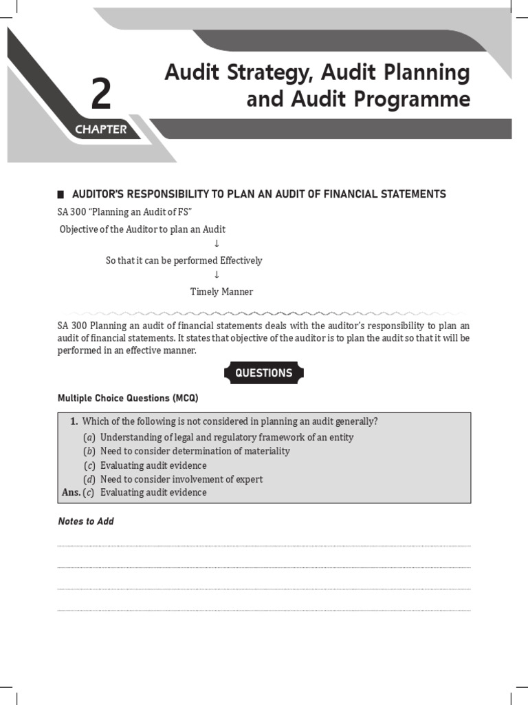 CH-2 - Audit Strategy, Audit Planning and Audit Programme | PDF | Audit | Internal Control