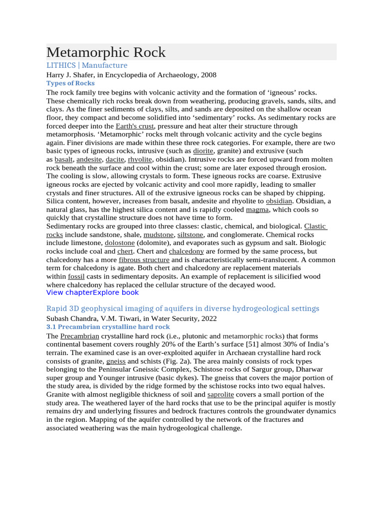 Metamorphic Rock | PDF | Rock (Geology) | Igneous Rock