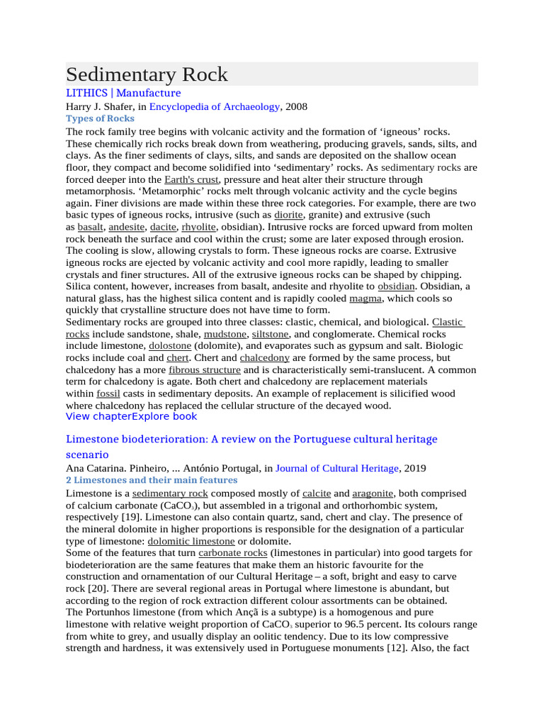 Sedimentary Rock | PDF | Rock (Geology) | Limestone