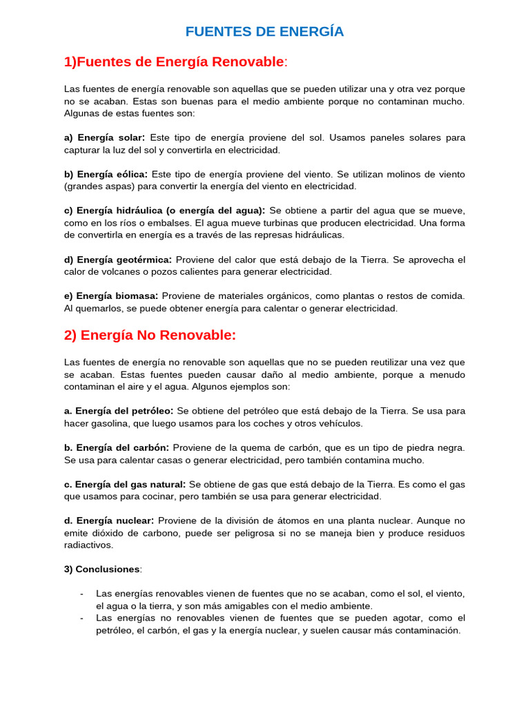 Fuentes de Energía | PDF