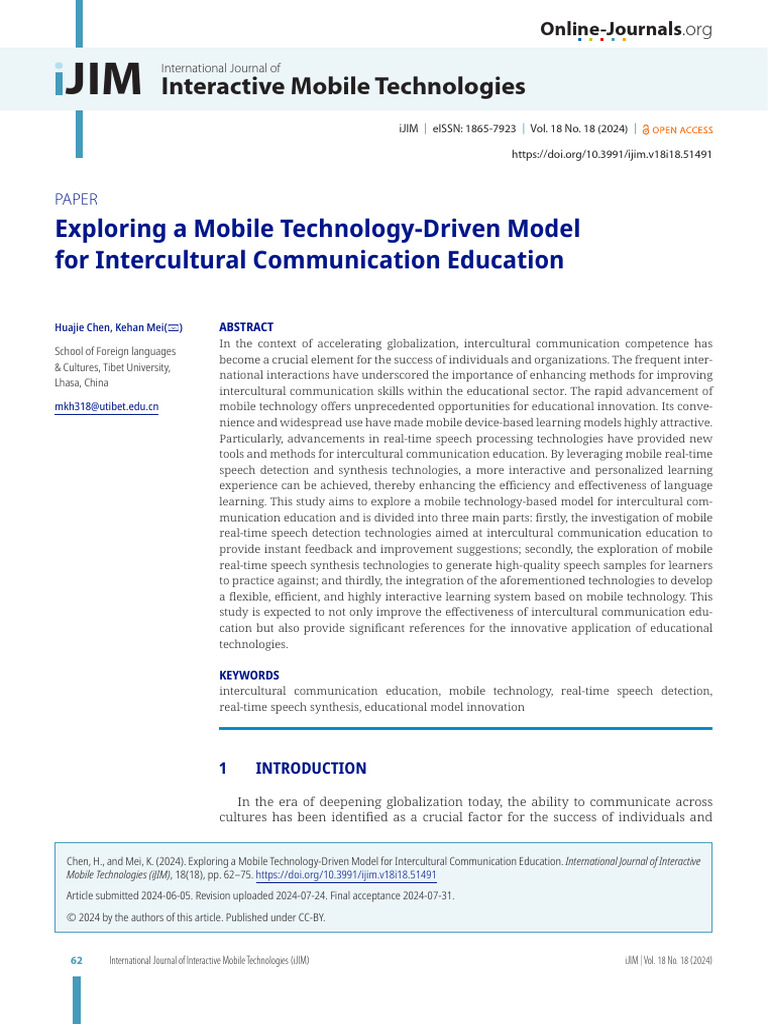 Interactive Mobile Technologies: Exploring A Mobile Technology-Driven ...