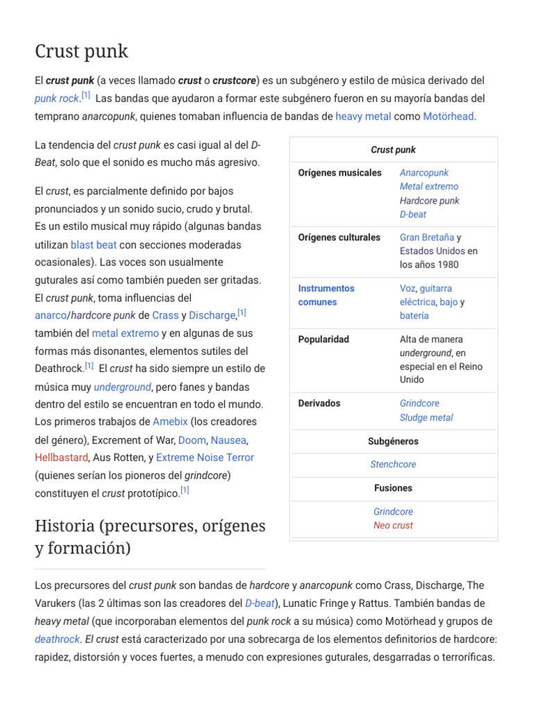 Crust Punk - Wikipedia, La Enciclopedia Libre | PDF | British Rock ...