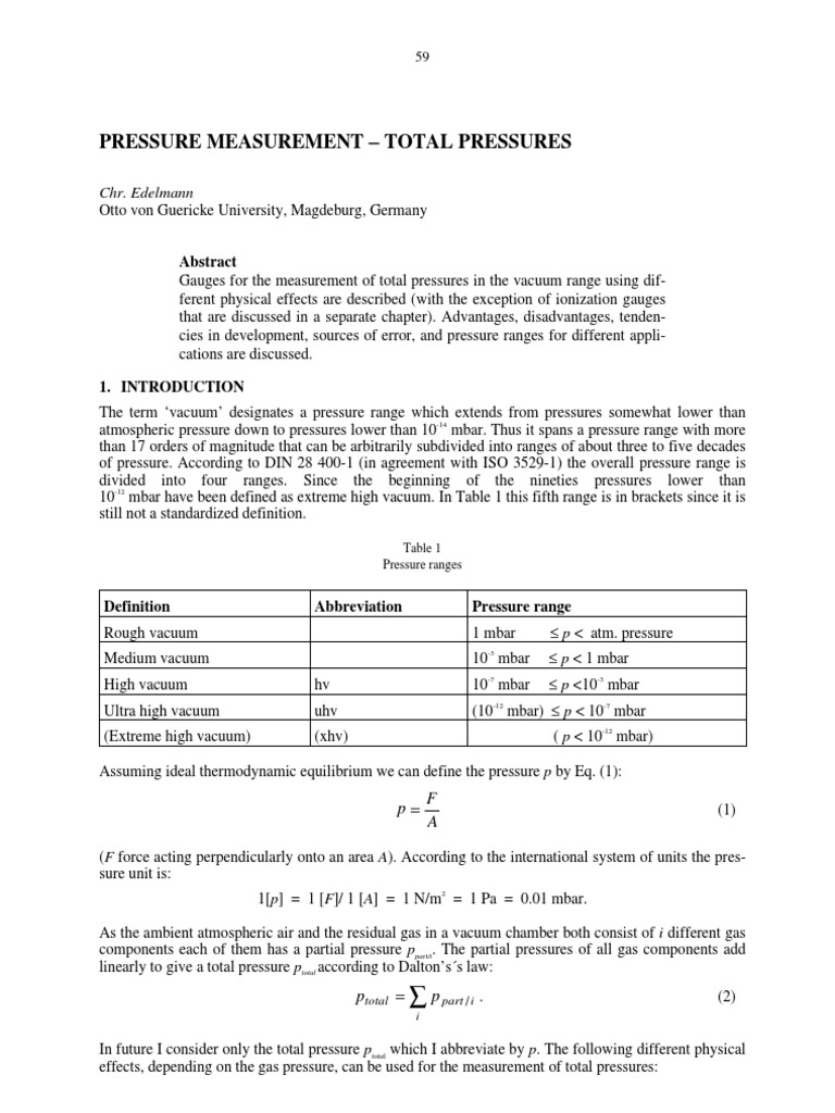 Pressure Measurement | PDF
