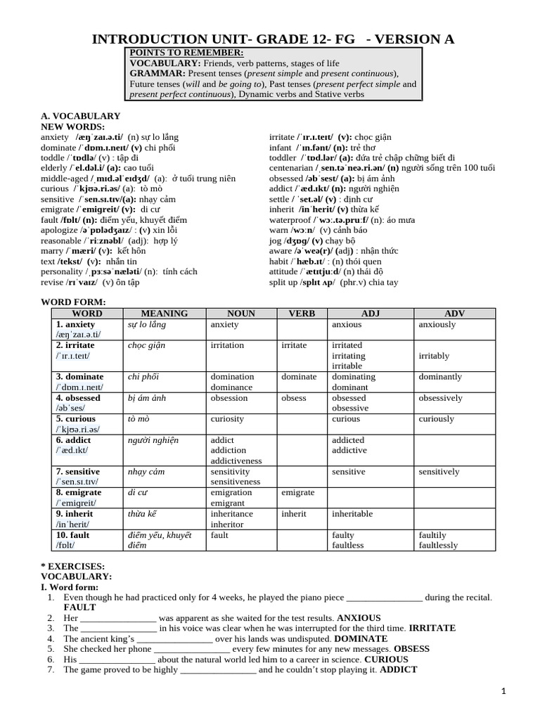 Introduction Unit Intro File in | PDF | Grammatical Tense | Verb