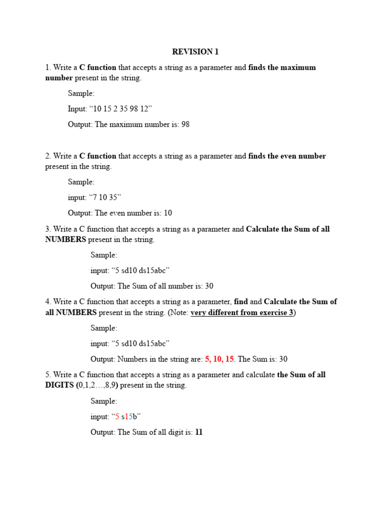 Revision 1 Pdf Parameter Computer Programming String Computer Science