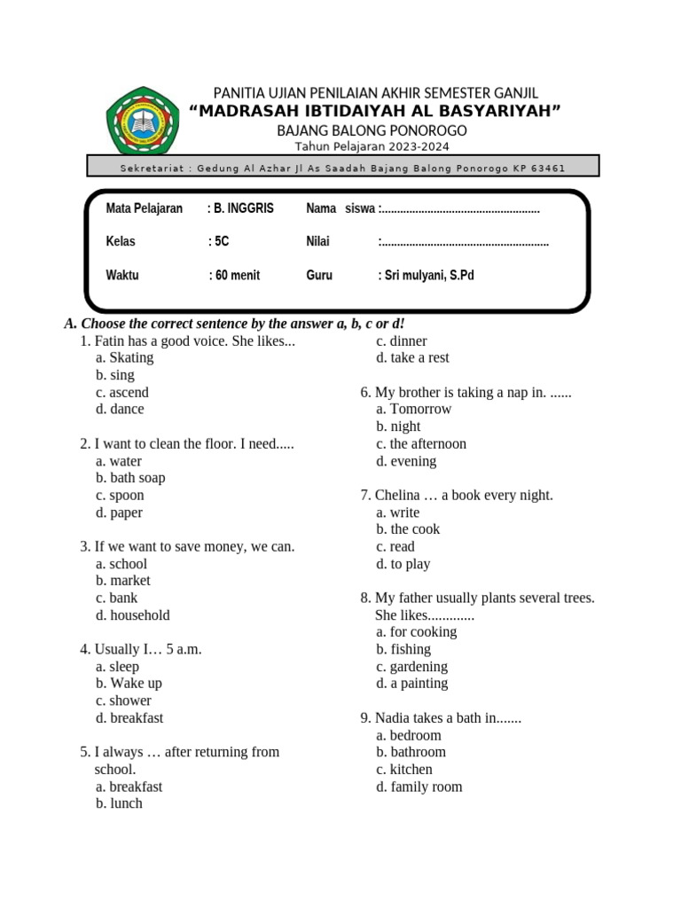 Sri mul inggris 5 2023 | PDF