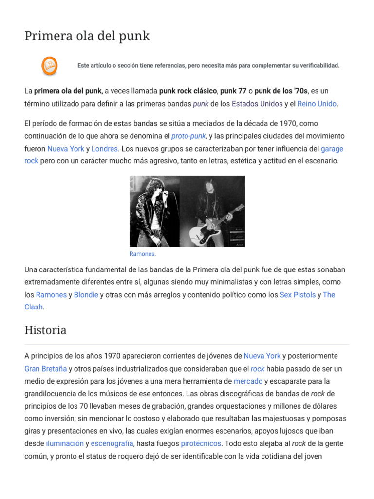 Primera Ola Del Punk - Wikipedia, La Enciclopedia Libre | PDF | Punk ...