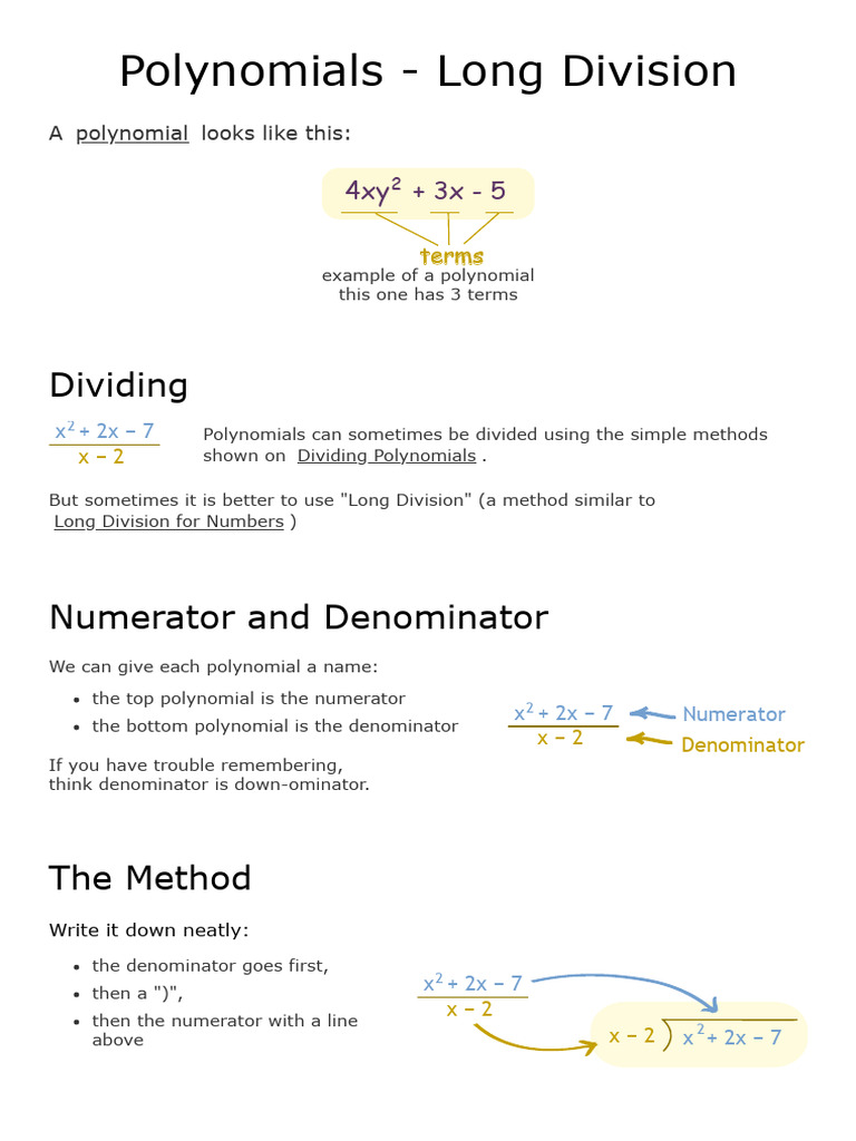 Polynomials - Long Division | PDF | Polynomial | Numerical Analysis
