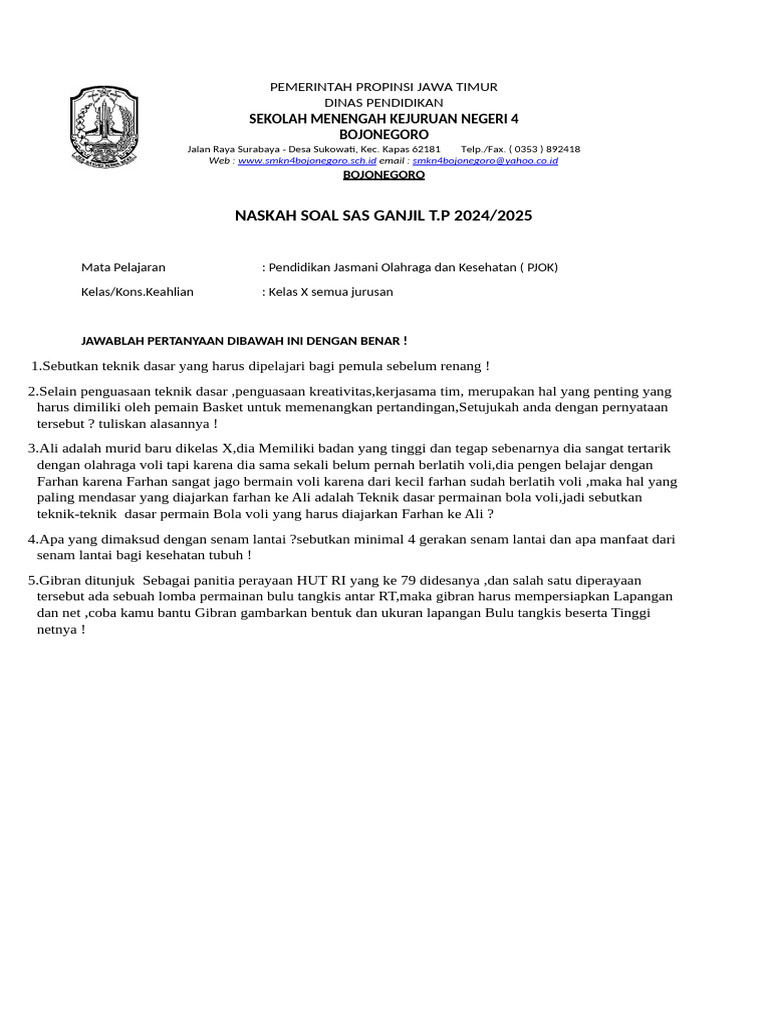 Naskah Sas 2024 2025 KLS X Ganjil | PDF