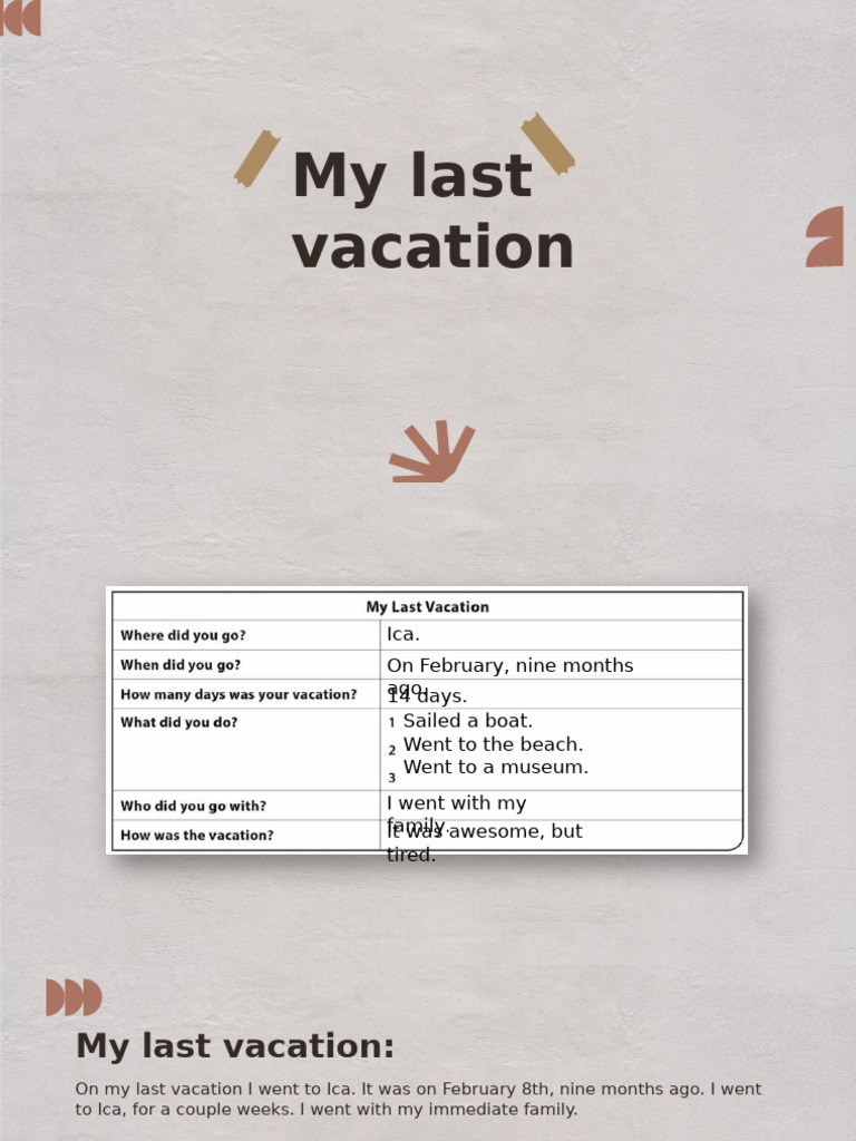 My Last Vacation | PDF