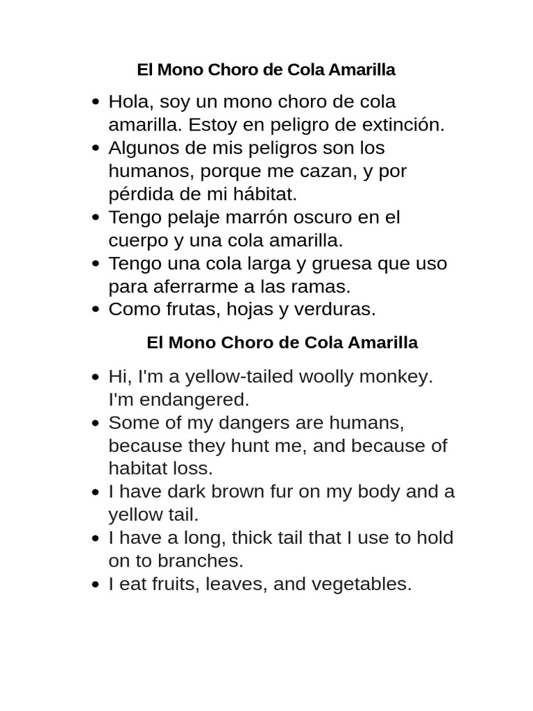 El Mono Choro de Cola Amarilla-1 | PDF