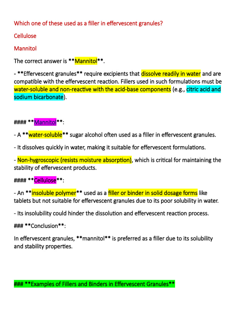 Effervescent Granules | PDF | Chemistry | Materials