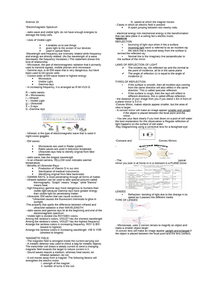 Science 10 Reviewer 2nd 3 | PDF | Electromagnetic Radiation | Light