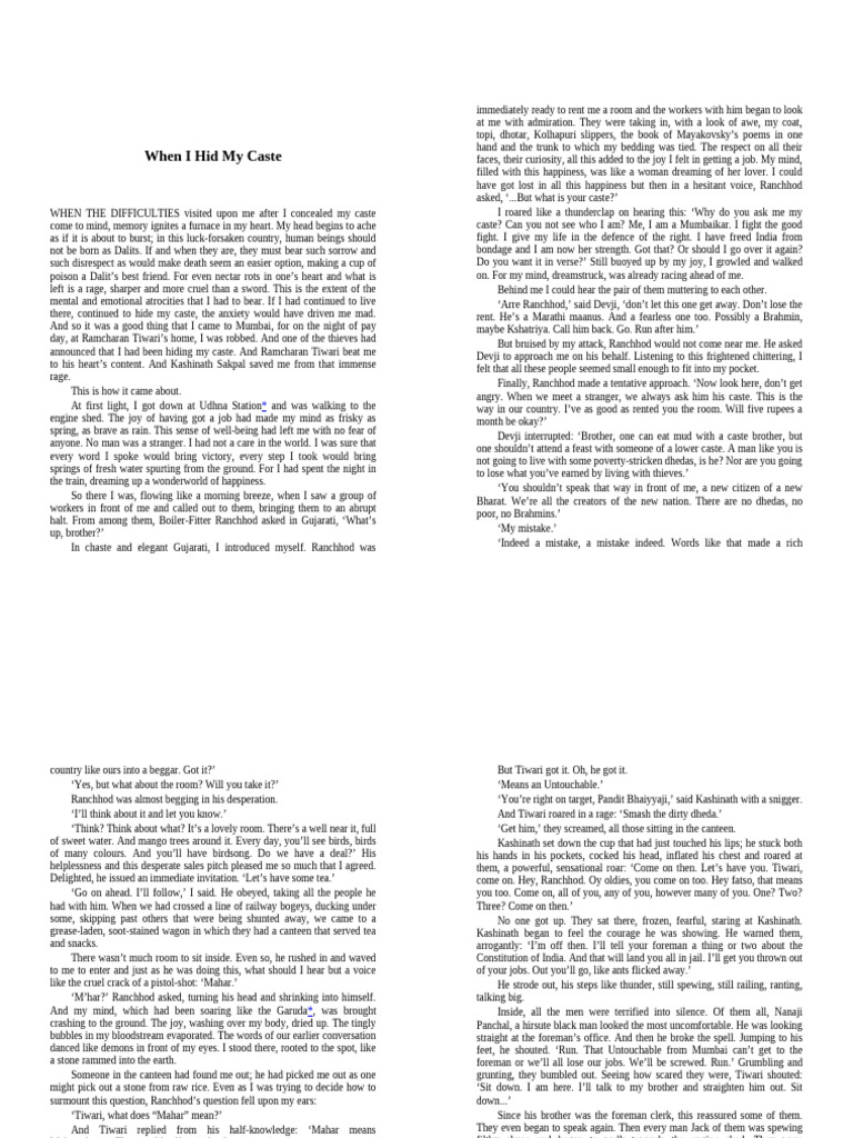 When I Hid My Caste - Stories | PDF