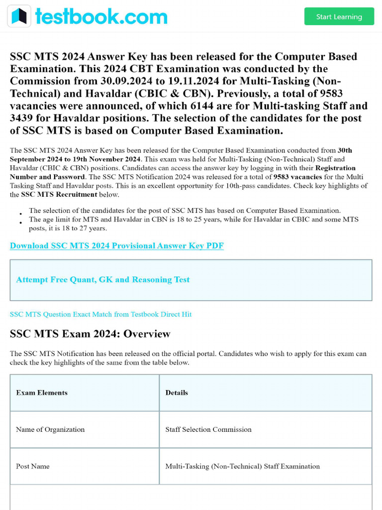 SSC MTS 2024exam Info | PDF