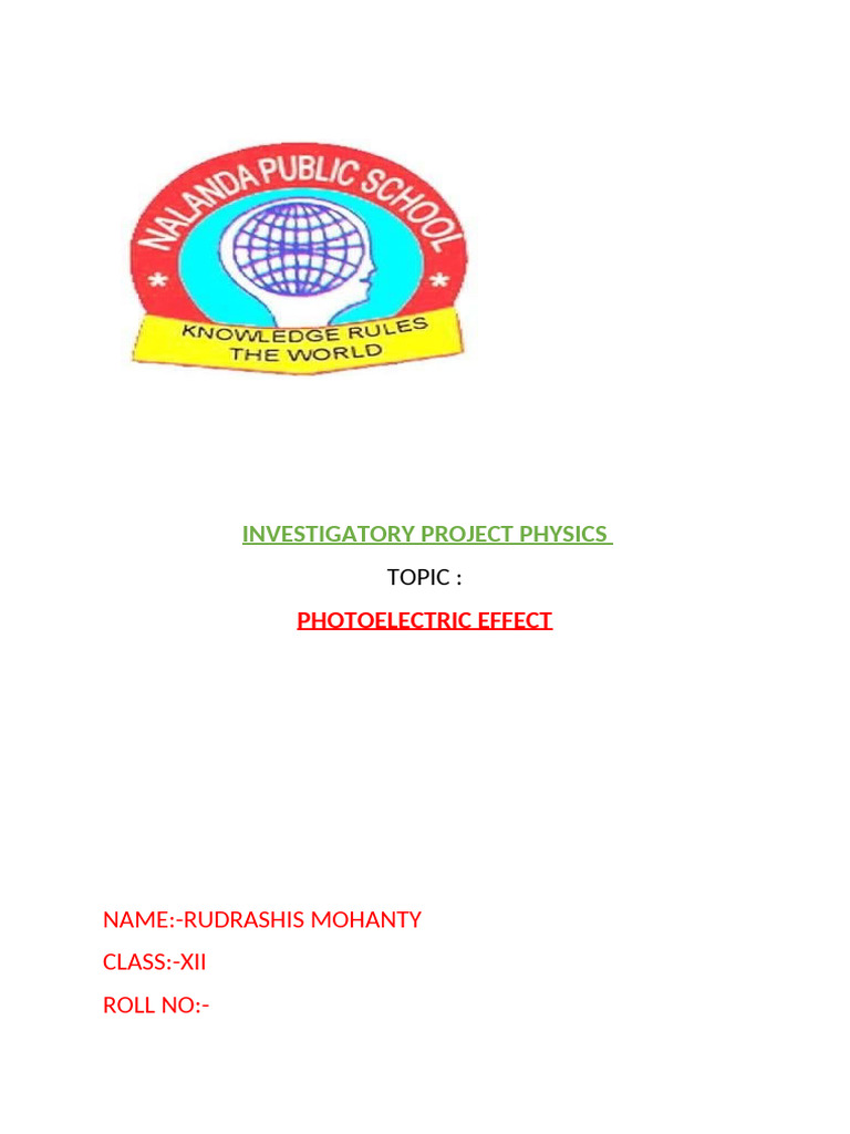 rudrashis phy project | PDF | Photoelectric Effect | Physical Quantities
