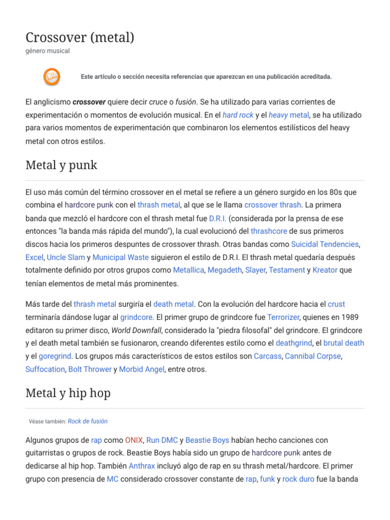 Crossover (Metal) - Wikipedia, La Enciclopedia Libre | PDF | Música ...