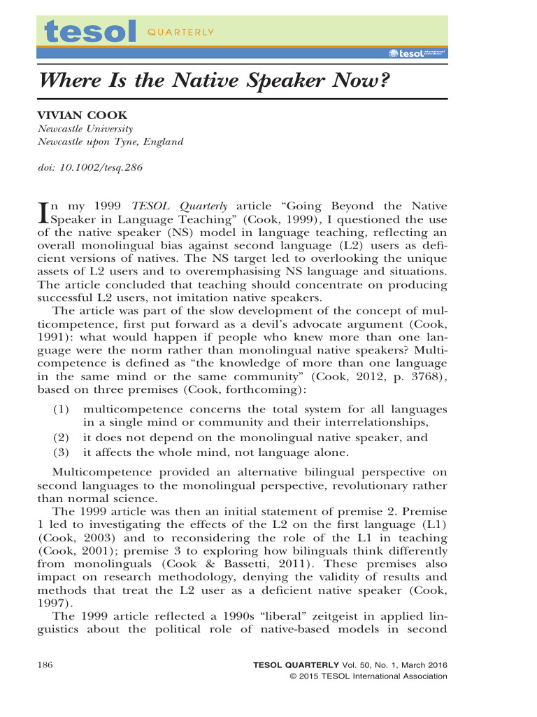 Rethinking Native Speakers in Language Teaching | PDF ...