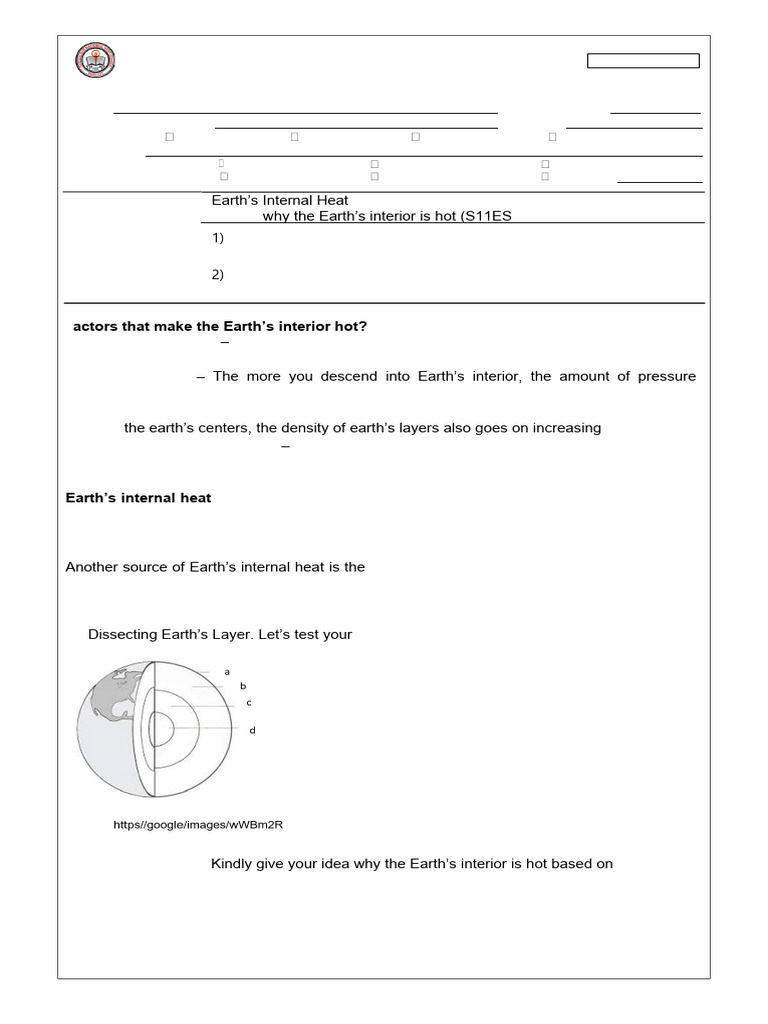 Earth Science IP - Earths Internal Heat | PDF | Earth | Earth Sciences