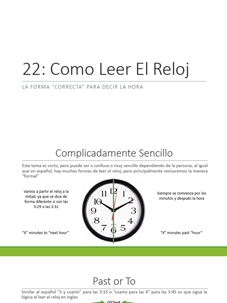Como Leer El Reloj Lesson 22-1 | PDF | Imperio Británico | Reino Unido