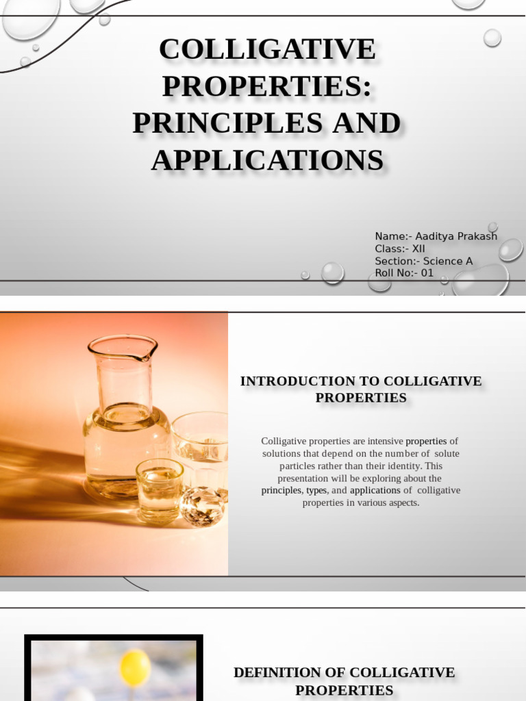 Colligative Properties | PDF | Chemistry | Applied And ...