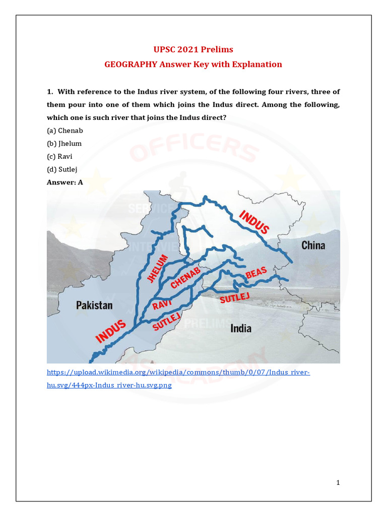 2021 Prelims Geography Questions and Key | PDF | Water | Indus River