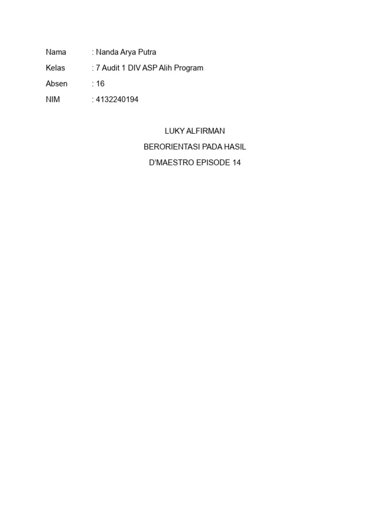 16 - Nanda Arya Putra - Kepemimpinan Berorientasi Pada Hasil | PDF