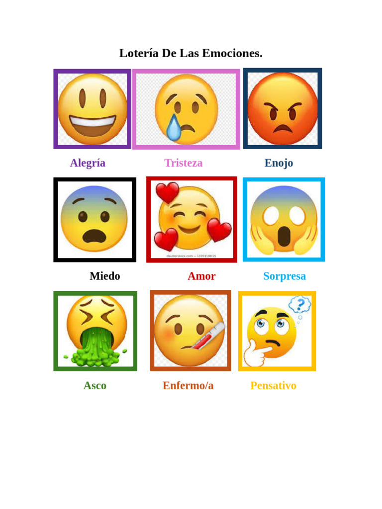 Lotería De Las Emociones. | PDF