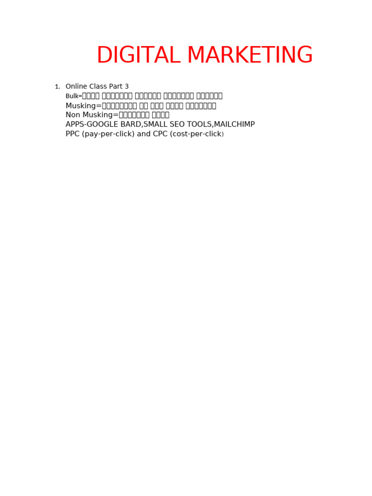 Digital Marketing Class 3 (SR Dream It) (Autorecovered) | PDF