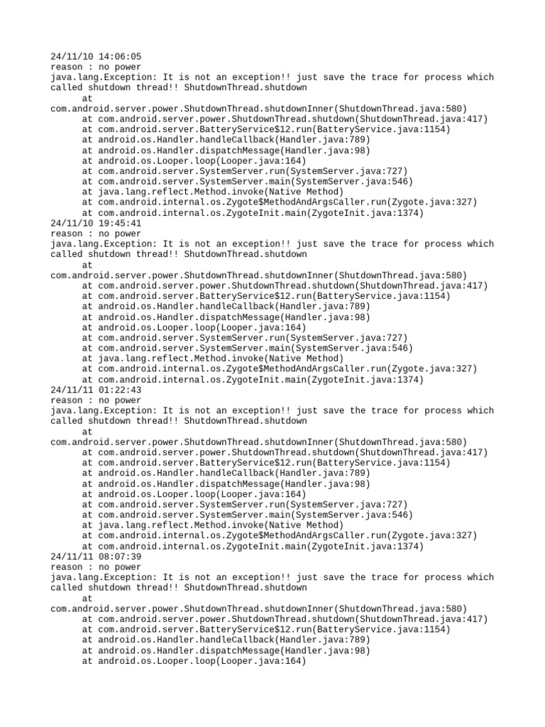 Android Shutdown Logs Analysis | PDF | Java (Programming Language) | Object (Computer Science)