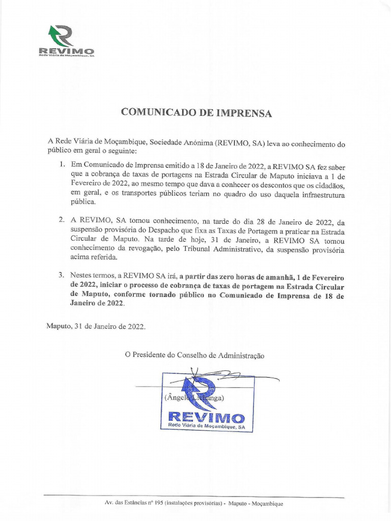 Comunicado de Imprensa | PDF