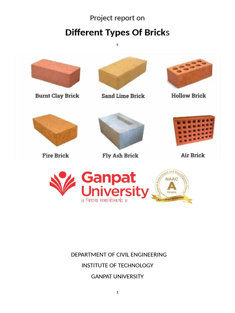 Diffrent Types of Bricks | PDF | Concrete | Cement